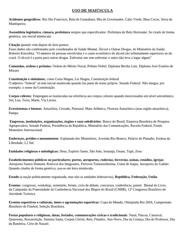 Regras de Uso de Maiúsculas em Português | PDF | Brasil | São Paulo