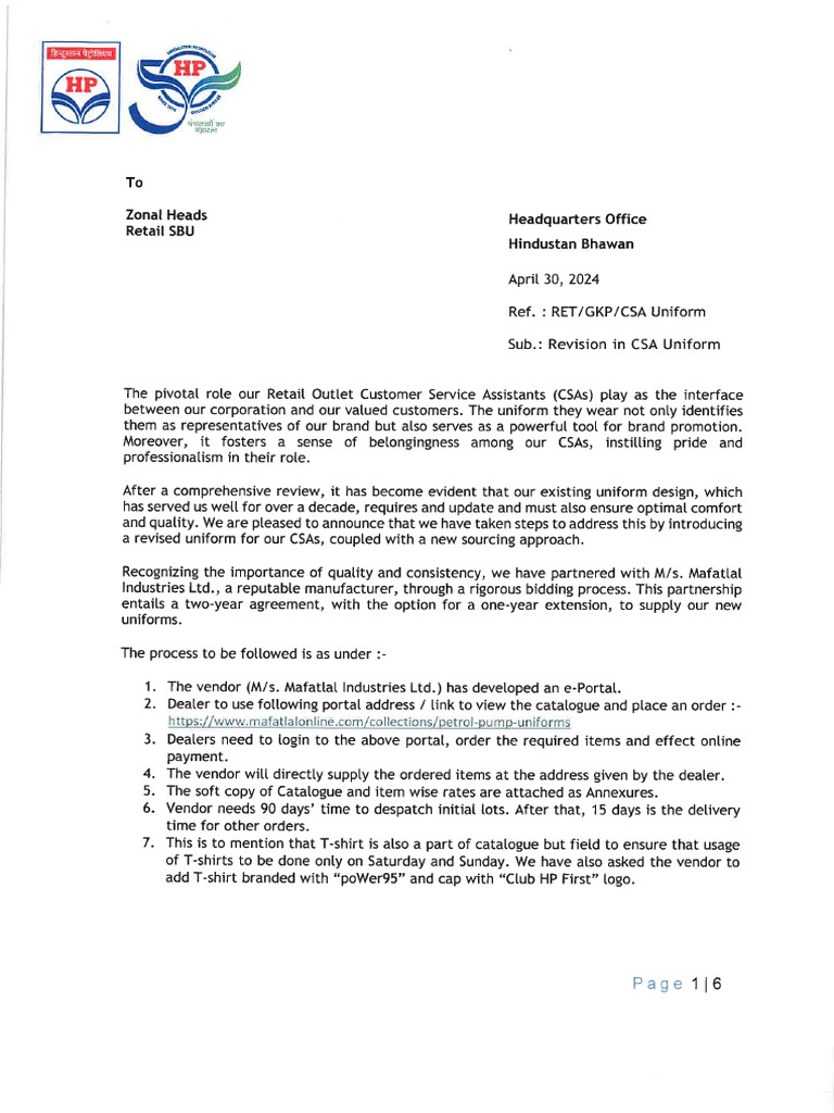 CSA Uniform Circular - 300424 | PDF