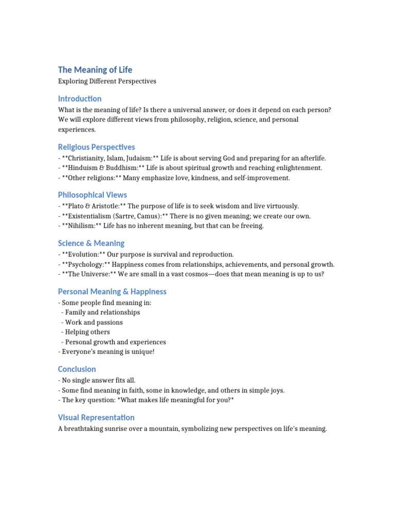Exploring Life's Meaning: Perspectives | PDF