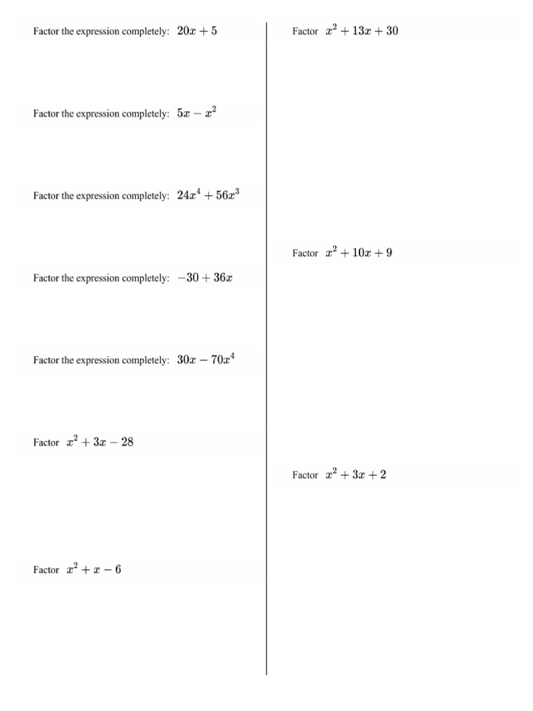 Factoring Review 3-3 GCF and A 1 Activity 1 | PDF