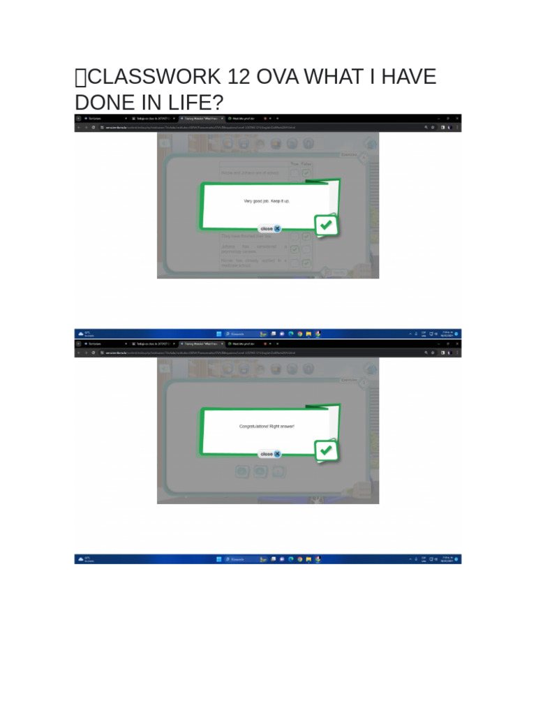 ?classwork 12 Ova What I Have Done in Life | PDF