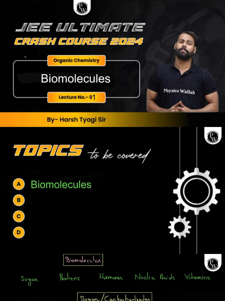 Biomolecules 01 _ Class Notes __ JEE Ultimate Crash Course 2024 | PDF