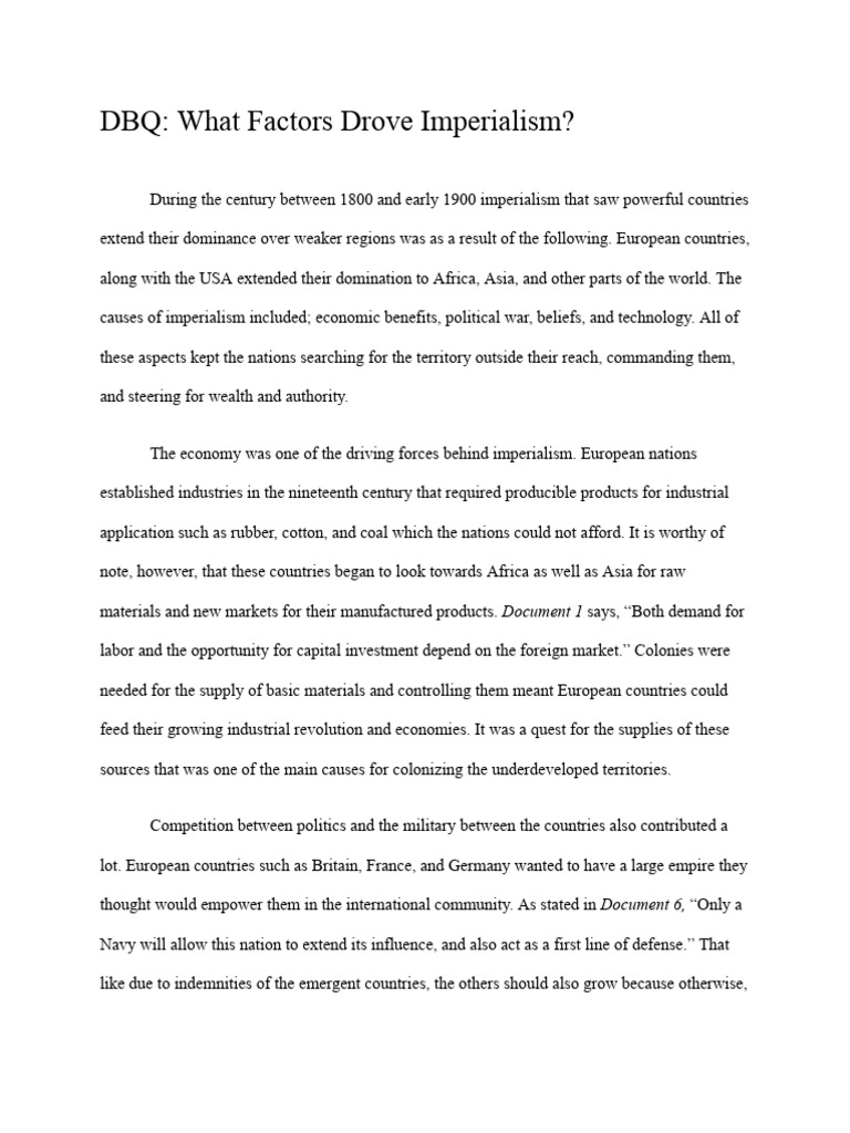 Imperialism DBQ | PDF | Imperialism | Economies