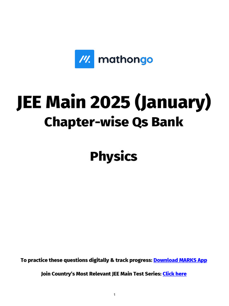 Physics - JEE Main 2025 January Chapter-Wise Question Bank - MathonGo ...