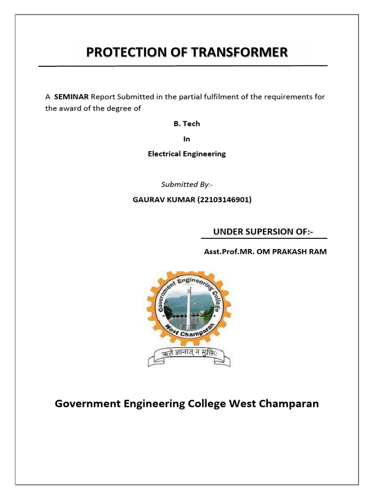 Final Protection of Transformer Seminar Gaurav | PDF | Transformer | Relay