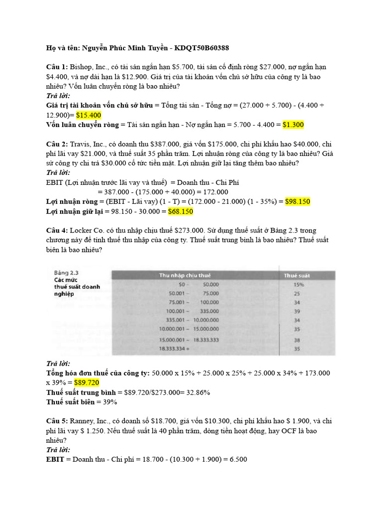 Bài tập QTTCQT (1) | PDF