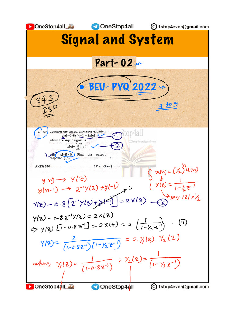 Notebook For BEU PYQ 2022 Part 02 Video of Signal & System Series | PDF