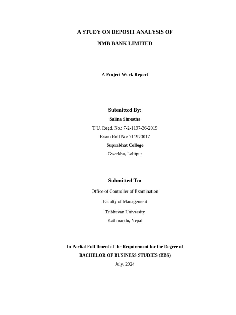 A STUDY ON DEPOSIT ANALYSIS OF | PDF