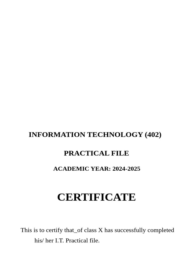 It Practical File 2024-2025 | PDF | Spreadsheet | System Software