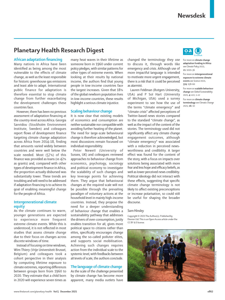 Planetary Health Research Digest - Lanplh | PDF | Climate Change | Climate