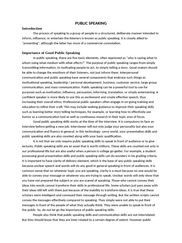 1.3 Public Speaking, Impromptu Presentation | PDF | Public Speaking ...