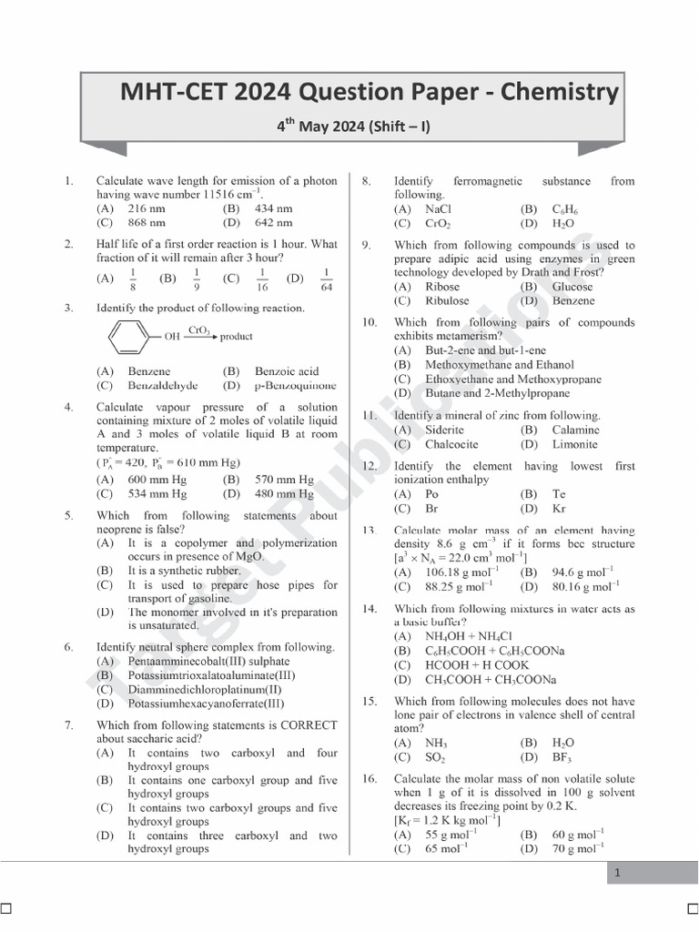 04 May First Shift - Chemistry - Image - 667e7c68788f5 | PDF