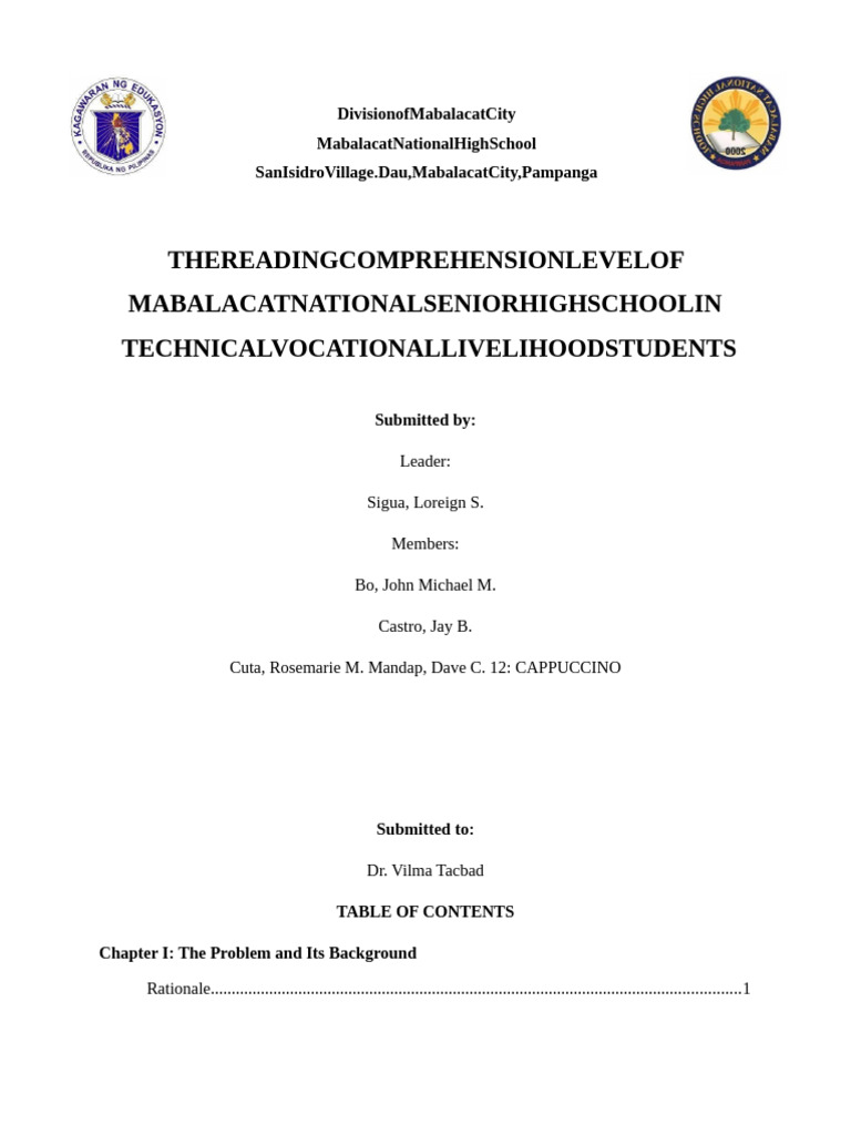 Pr2 Group 4 12 Cappuccino | PDF | Reading Comprehension | Cognitive Psychology