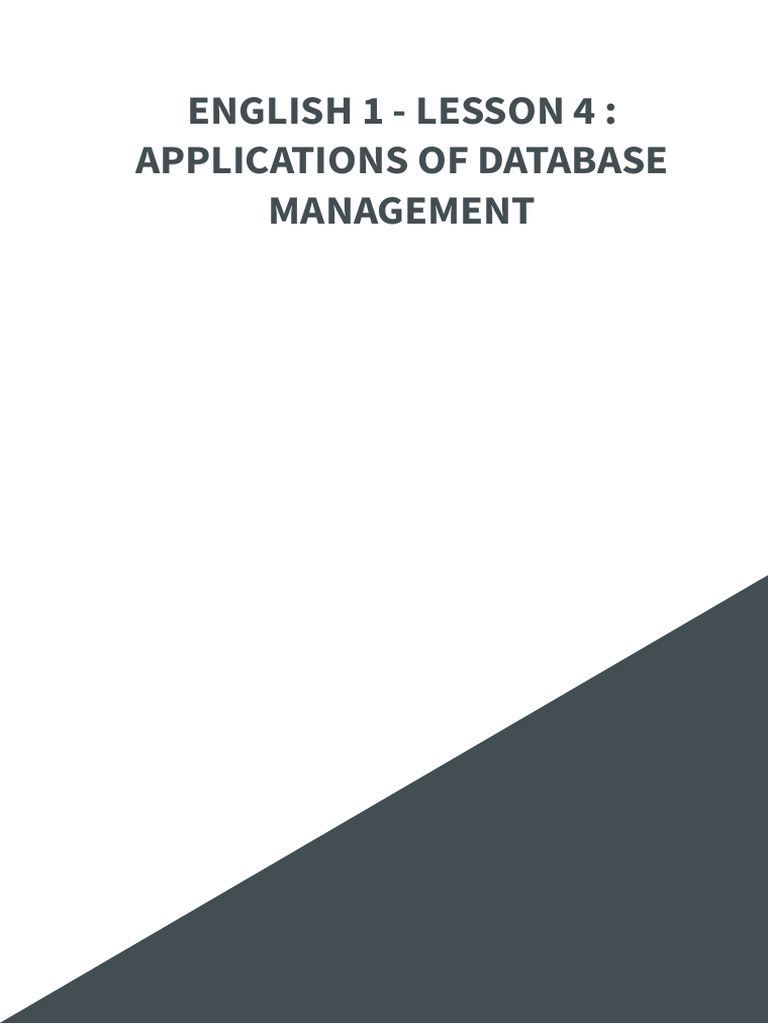 APPLICATIONS OF DATABASE MANAGEMENT | PDF | Databases | Adjective
