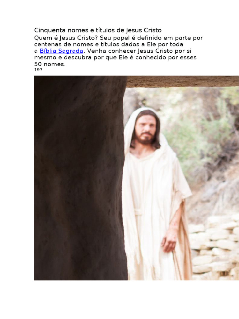 50 Nomes e Títulos de Jesus Cristo | PDF | Jesus | São Pedro