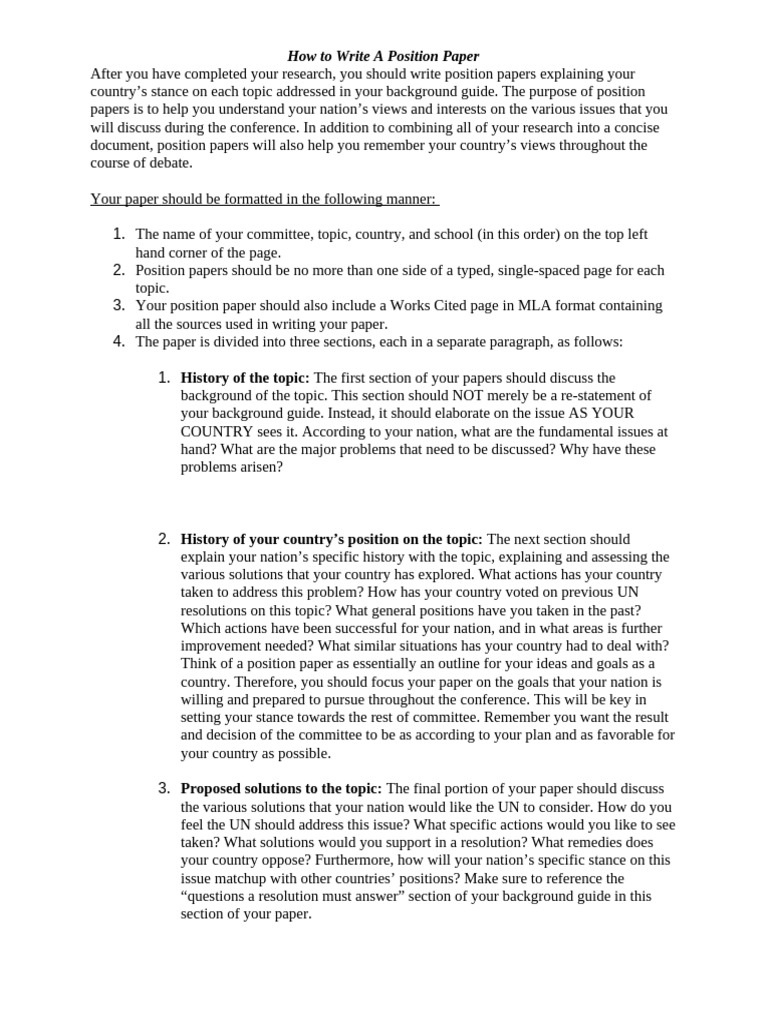 MUN Position Paper Writing Guide | PDF