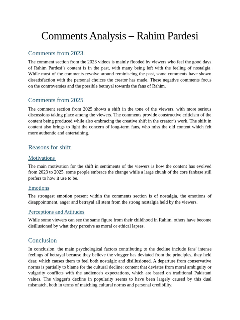Viewer Sentiment Shift on Rahim Pardesi | PDF