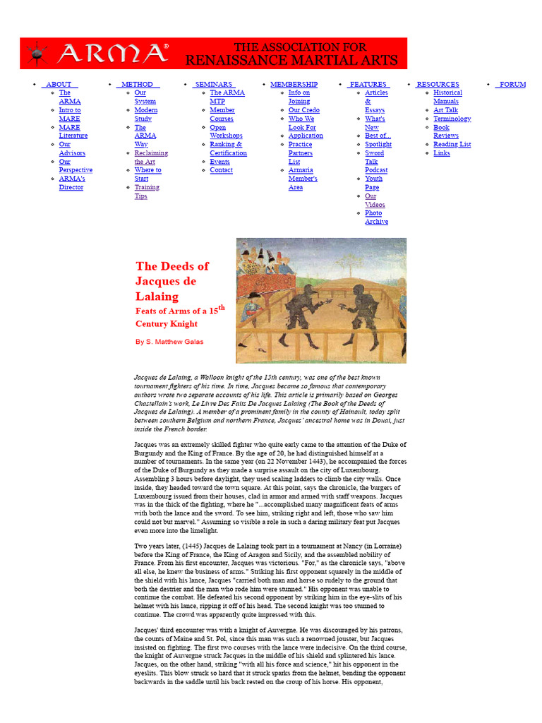 The Deeds of Jacque Lalaing | PDF