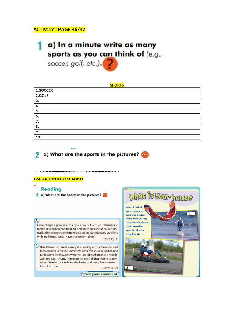 Sports Preferences in Spanish | PDF