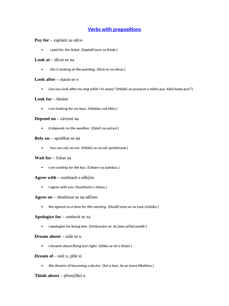 Verbs With Prepositions | PDF