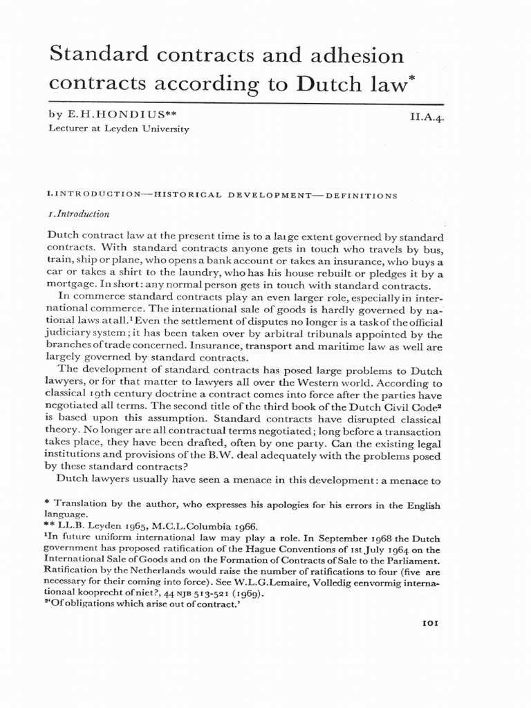 Hondius 70 Standard Contracts Dutch Law | PDF | Supreme Courts ...