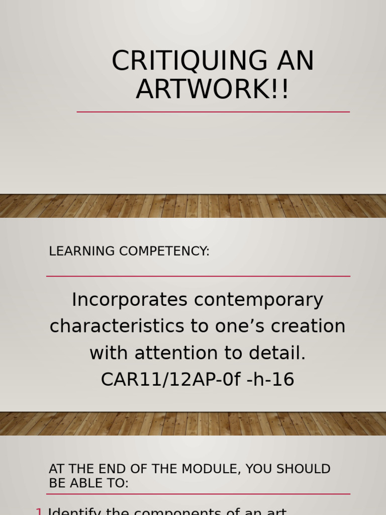 Art Critique Guide: Components & Evaluation | PDF | Composition (Visual ...