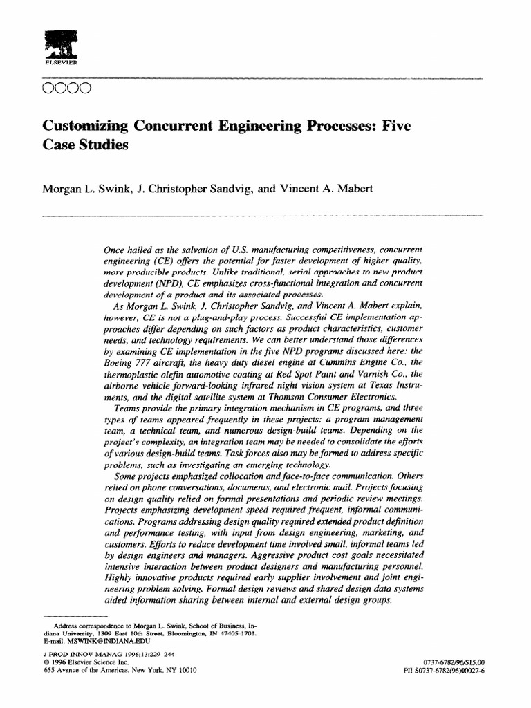 (P) SWINK 1996 - Customizing Concurrent Engineering Processes | PDF | New Product Development ...