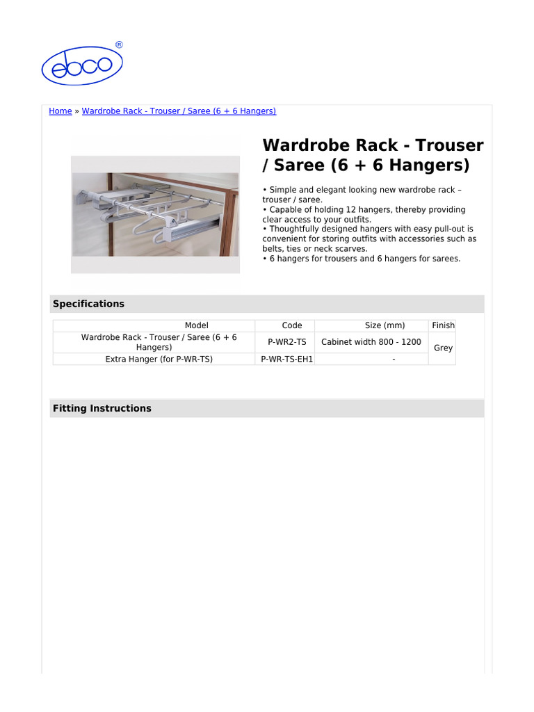 43795604 Wardrobe Rack Trouser Saree 6 6 Hangers | PDF