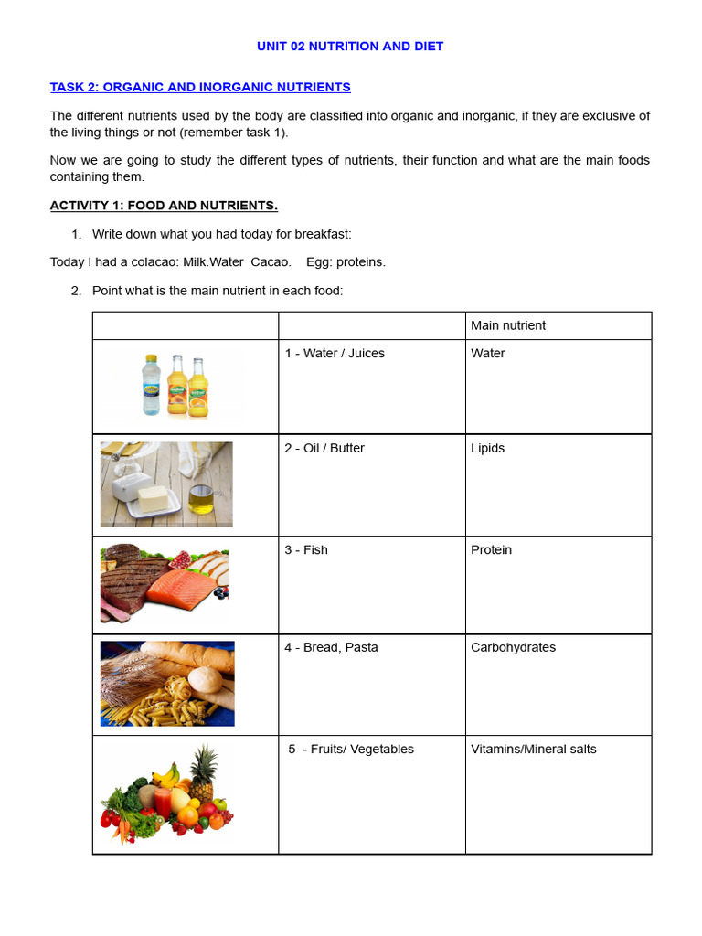 Organic and Inorganic Nutrients | PDF | Carbohydrates | Foods