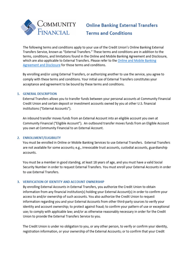 External Transfer Agreement | PDF | Overdraft | Private Law