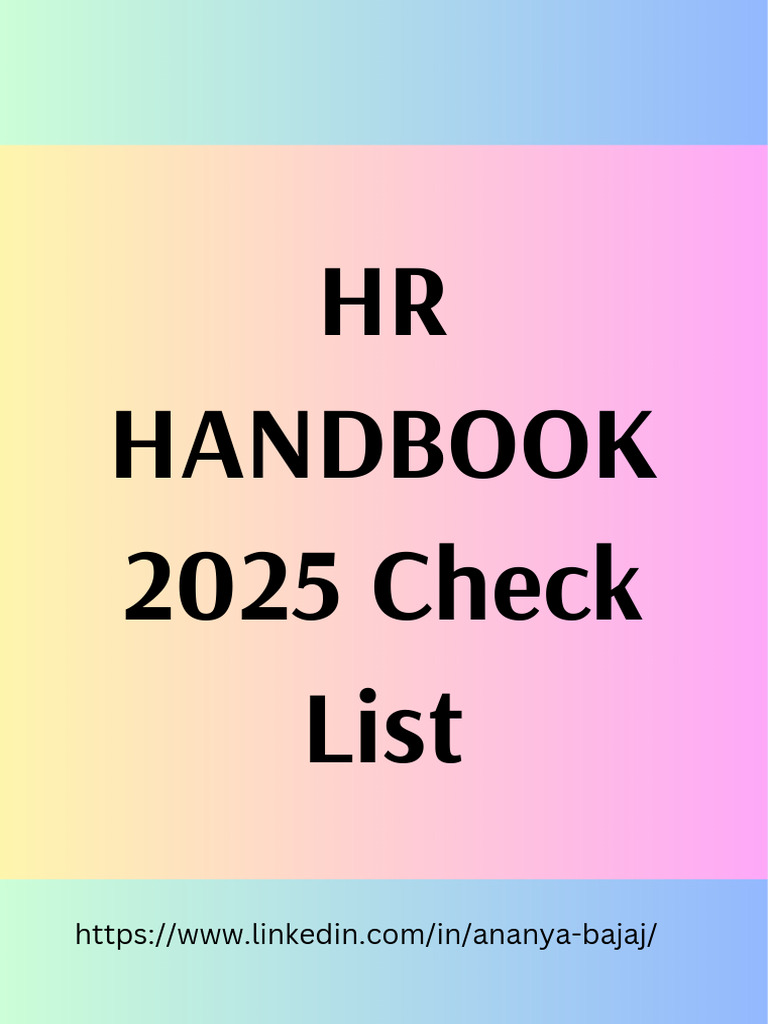 2025 HR Handbook Checklist Guide | PDF | Employee Retention | Human ...