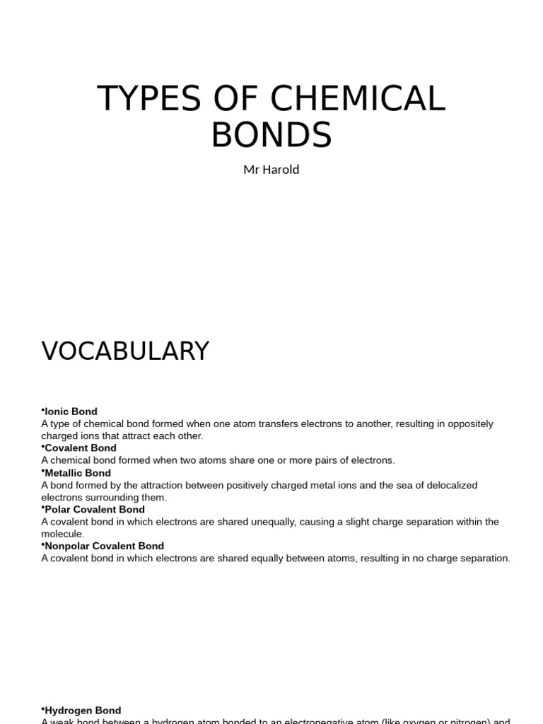 Types of Chemical Bonds Explained | PDF