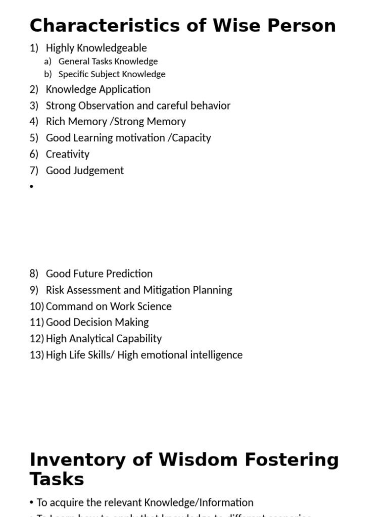 Characteristics of Wise Person | PDF