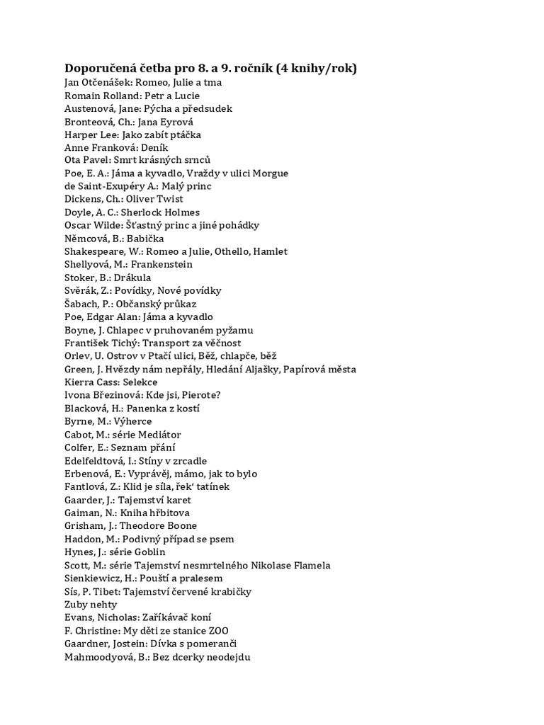 Doporučená Četba Pro 8 | PDF