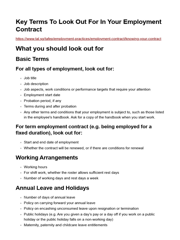 Essential Employment Contract Terms | PDF