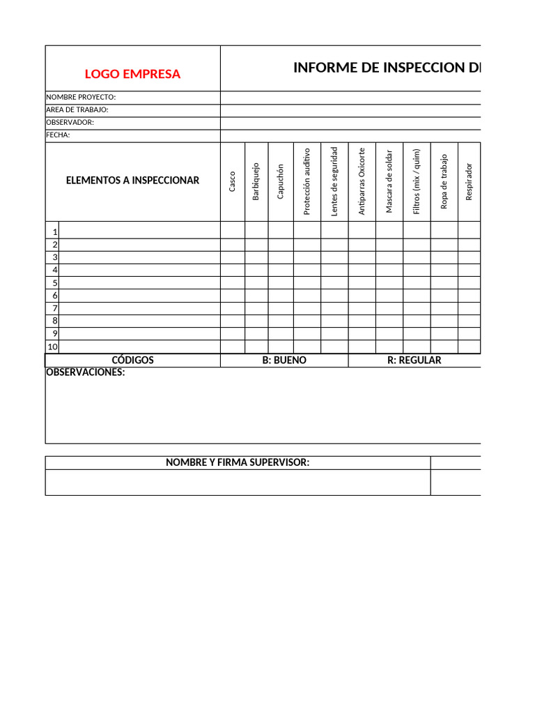 Informe de Inspeccion de Epp | PDF