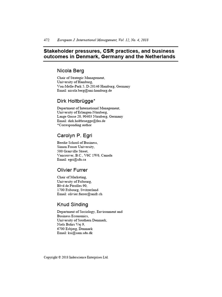 (1 - 6 - 1) - Ref 5 - Stakeholder Pressures, CSR Practices, and ...
