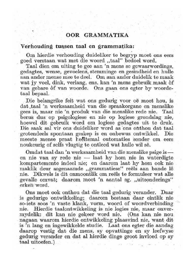 Afrikaanse Grammatika Hoofstuk1-4 | PDF