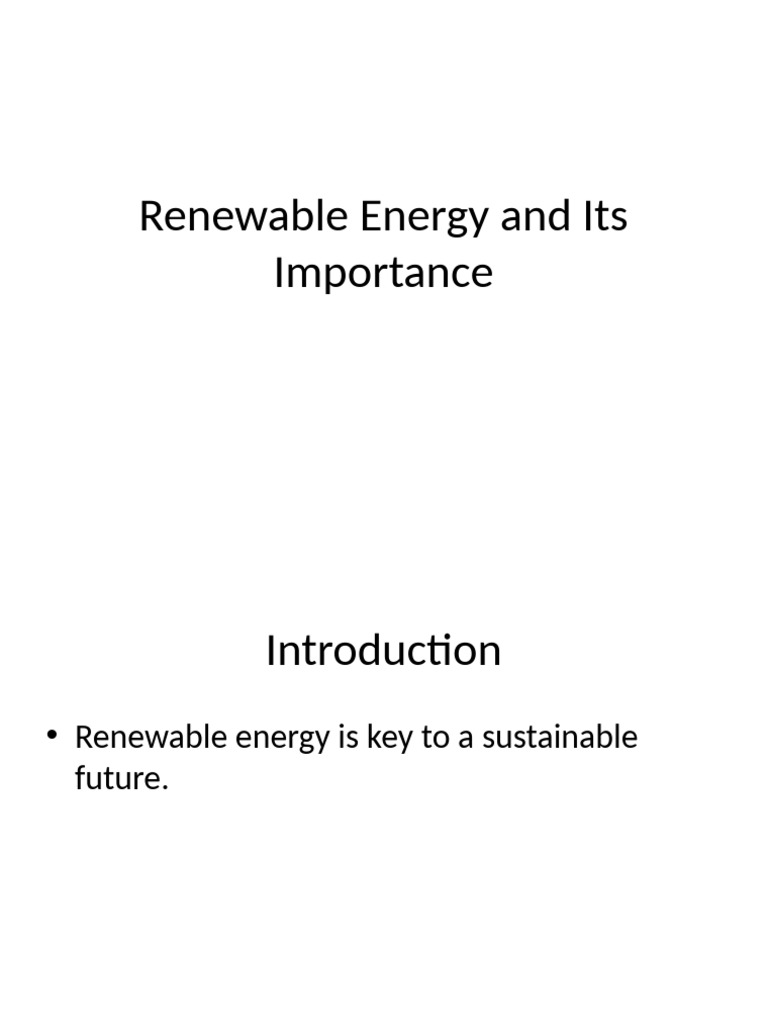 Renewable Energy and Its Importance | PDF