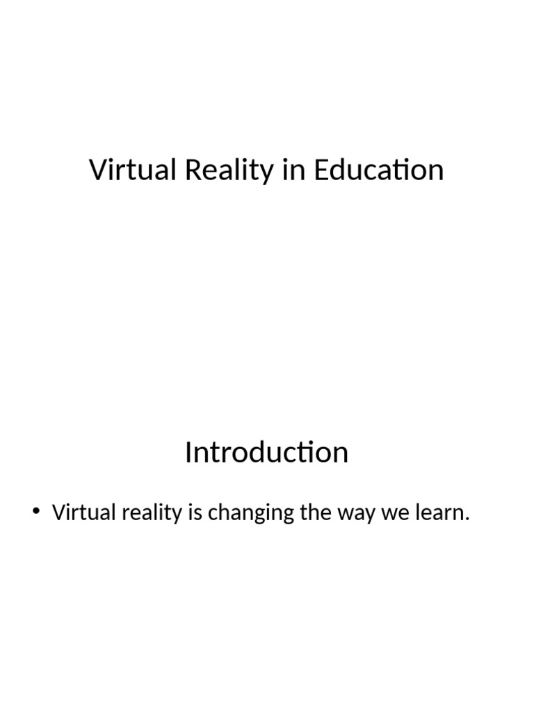 Virtual Reality in Education | PDF