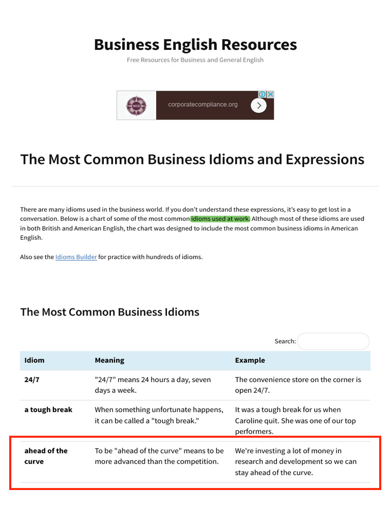 Common Business Idioms Explained | PDF