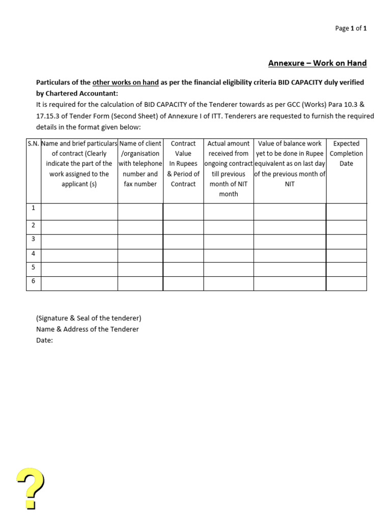 WorkonHand BIDCapacity | PDF