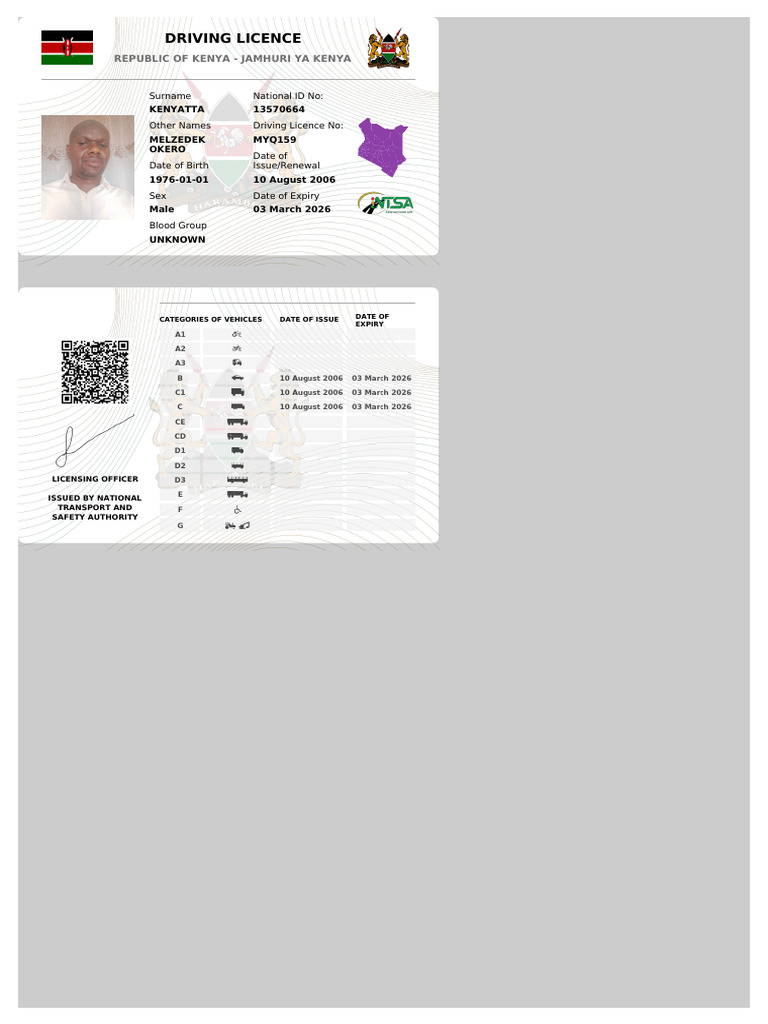 Kenyan Driving Licence Details | PDF