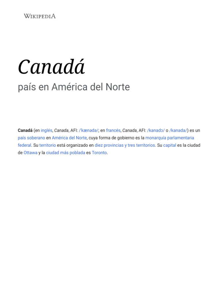 Canadá - Wikipedia, La Enciclopedia Libre | PDF | Canadá | Nueva Francia