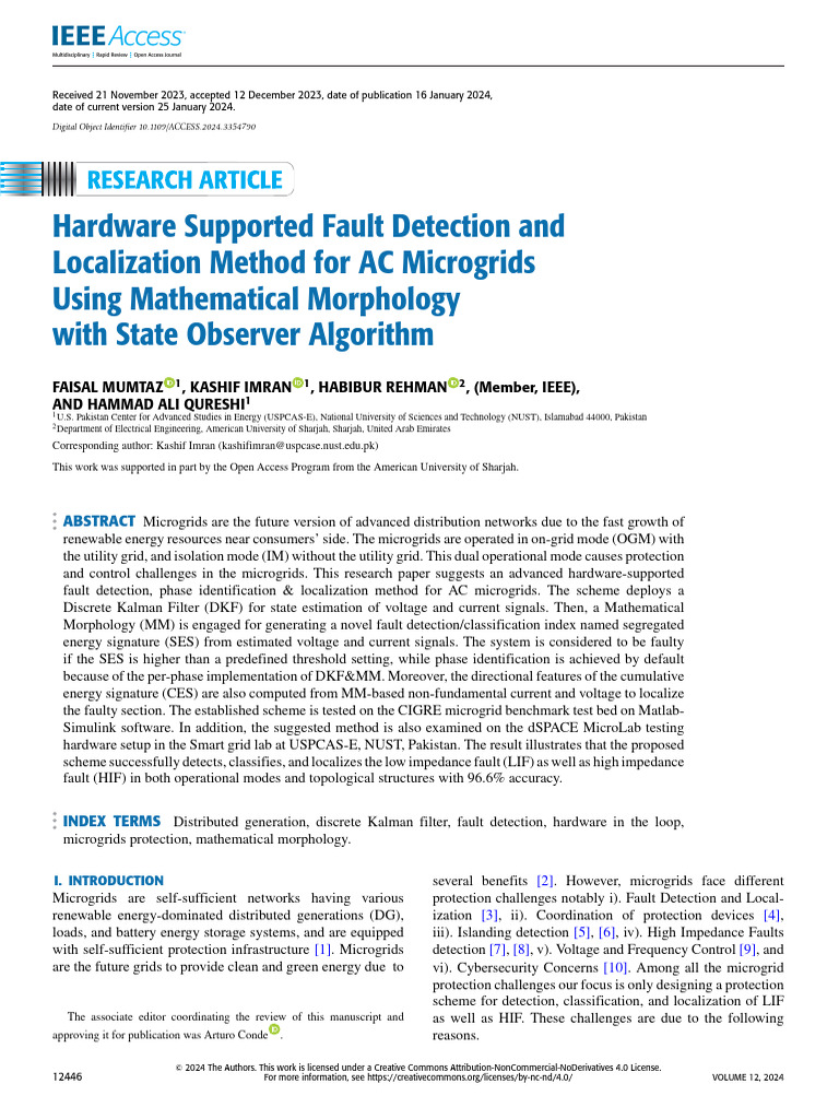 Hardware Supported Fault Detection and Localization Method For AC Microgrids Using Mathematical ...