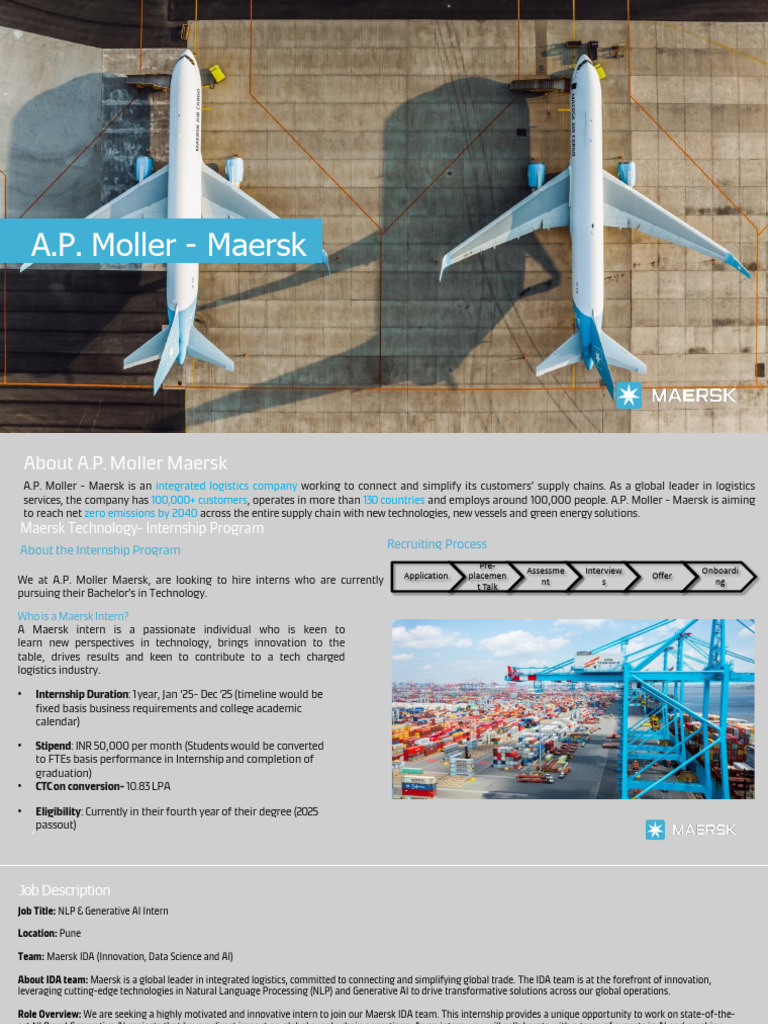 A.P. Moller Maersk - Technology Internship - GDA IDA | PDF | Artificial ...