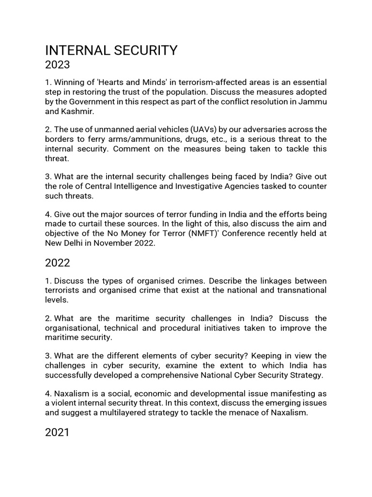 Internal Security Challenges in India | PDF | National Security