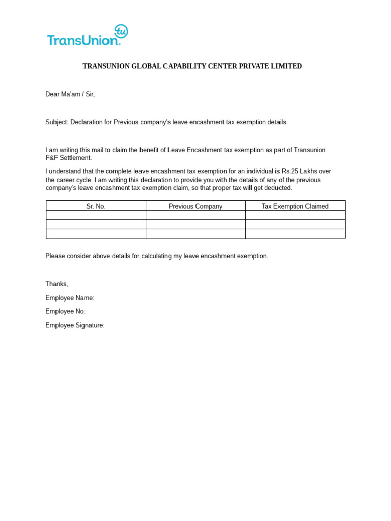 11. Leave Encashment Amount Declaration | PDF
