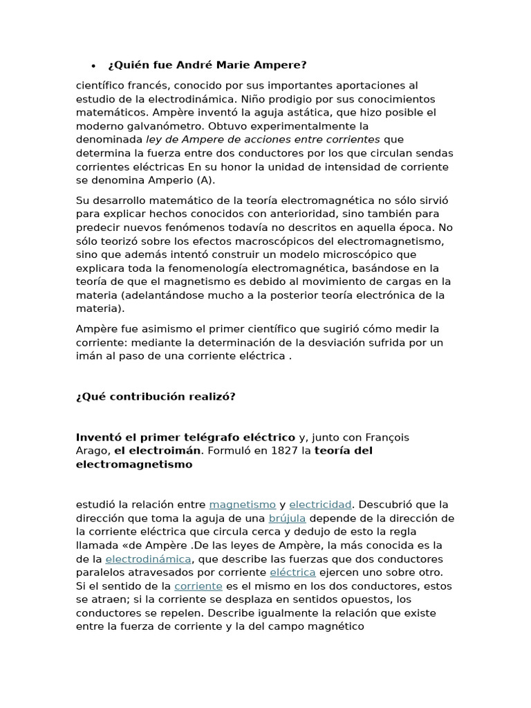 Aportaciones de André Marie Ampère | PDF