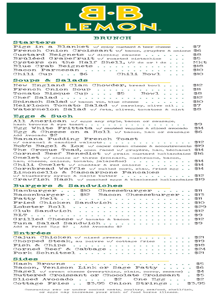BB Lemon - BRUNCH - 02.26.19 | PDF | Hamburgers | Salad